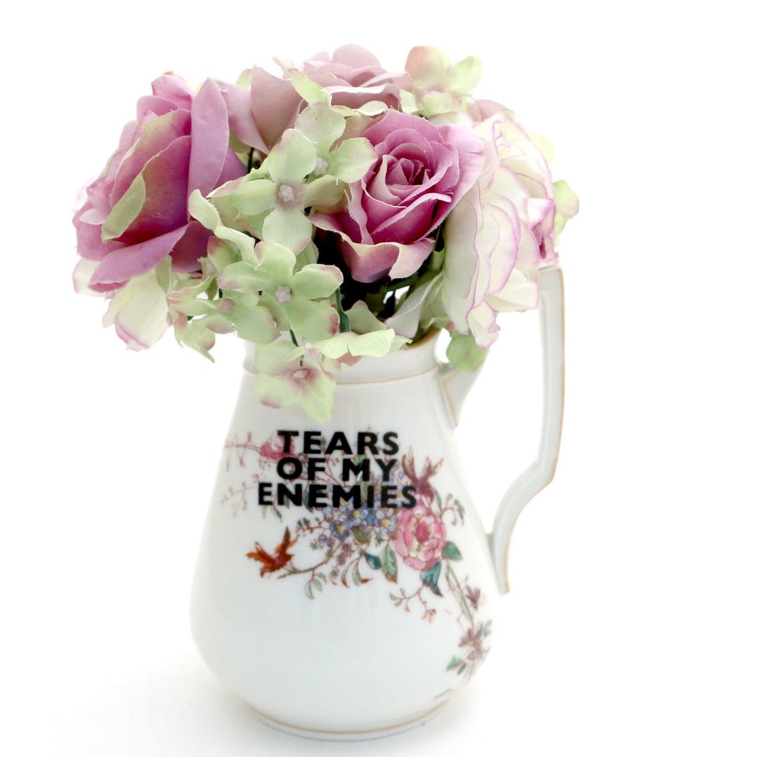 Upcycled Vintage Ceramic Pitcher, Tears of My Enemies, Vase, Antique ...