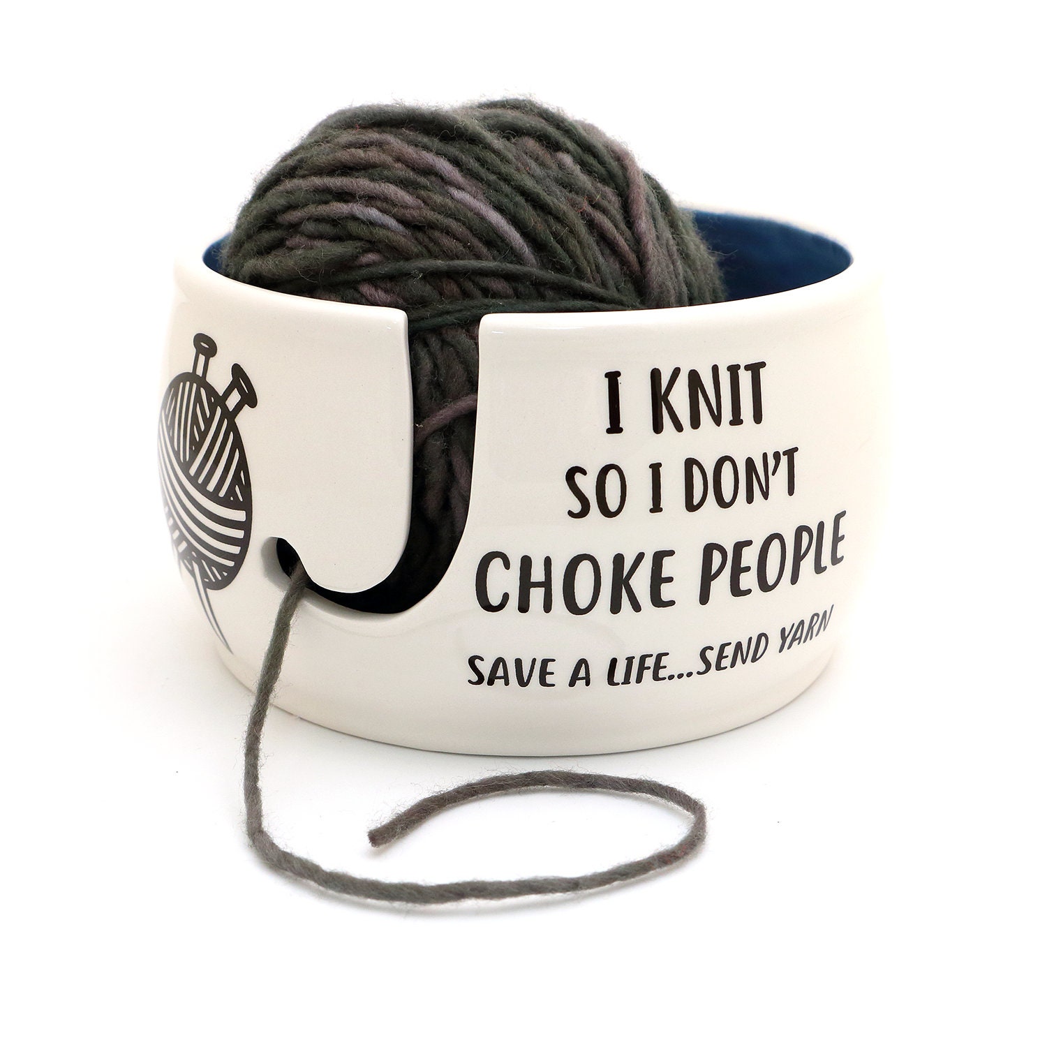 Yarn Bowl, I Knit so I Don't Choke People, Knitting Gifts, Funny ...