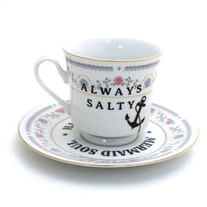 Vintage Teacup and Saucer, Mermaid, Rude Tea Cup, Upcycled, Funny Tea ...