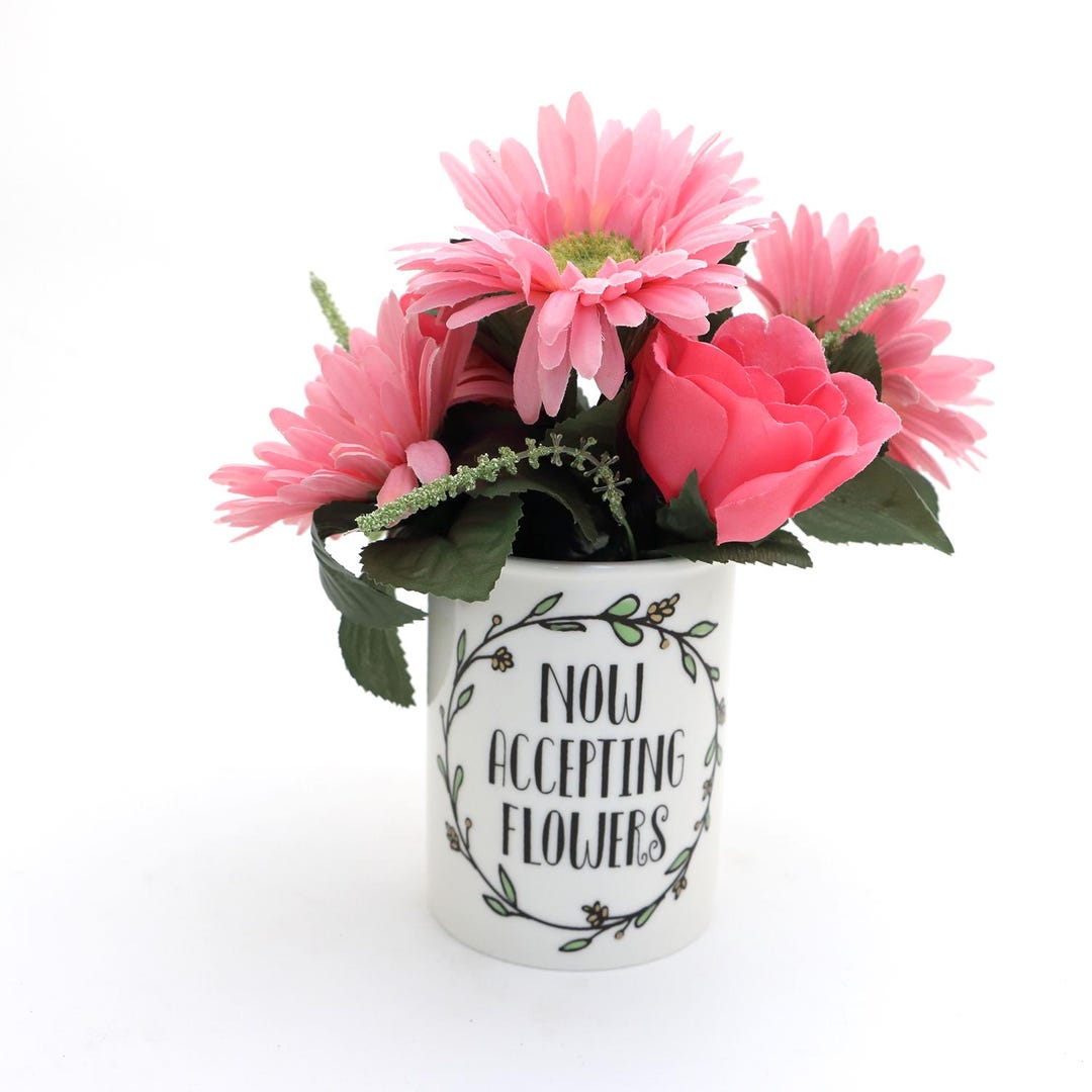 Now Accepting Flowers Small Vase, Brush Cup, Office Decor, - Etsy