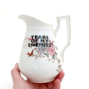 Upcycled Vintage Ceramic Pitcher, Tears of My Enemies, Vase, Antique ...