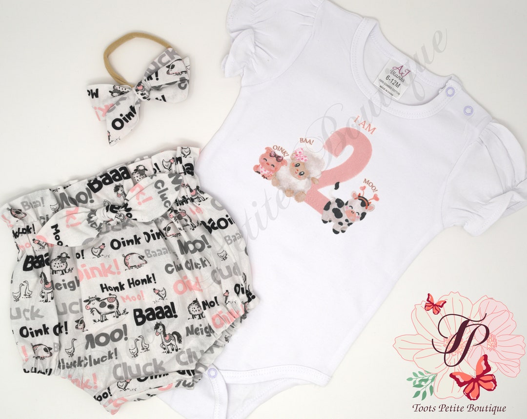 Farm Inspired Theme, Cow I Am Two Birthday Bloomer Outfit Personalized ...