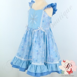 Princess Elsa Frozen Birthday Dress, Blue Snowflake Print Fabric ...