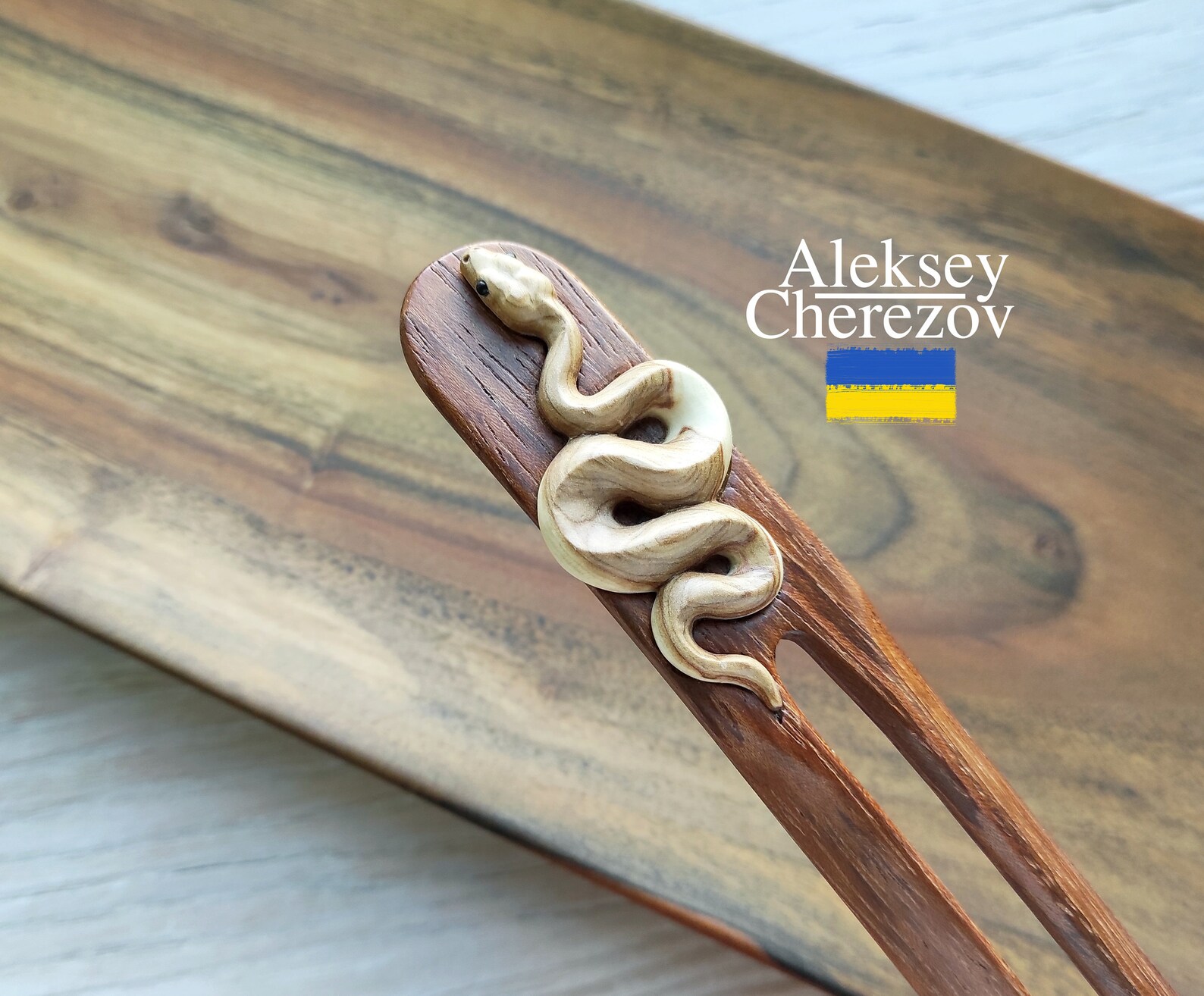 Snake. Wooden Hair Fork. Hair Stick . Carved Hair Chopsticks. - Etsy
