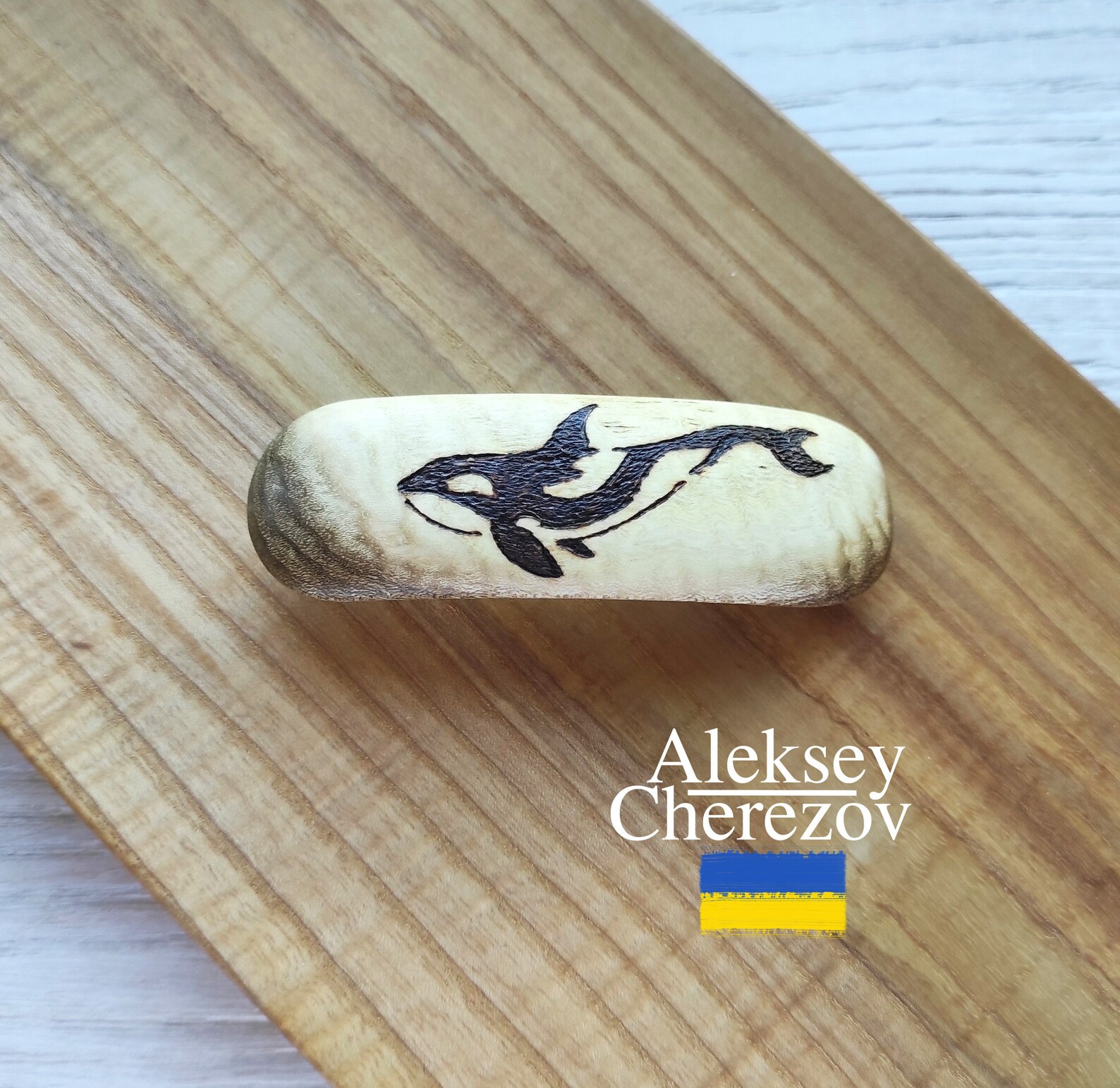 Orca Killer Whale Wooden Barrette Hair Clip Woodburning - Etsy