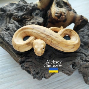 Python, Wooden Barrette Snake, Wood Carved Hair Clips, Hairgrips, Hair ...
