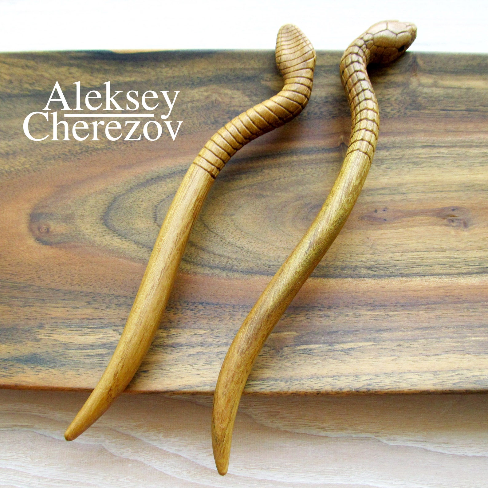 Wooden Hair Stick Snake Carved Hair Pin Serpent Gift for a | Etsy