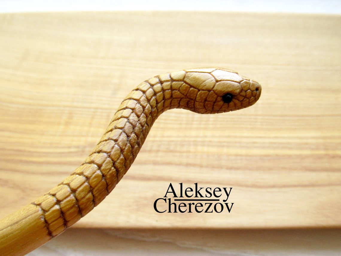 Wooden Hair Stick Snake Carved Hair Pin Serpent Gift for a | Etsy