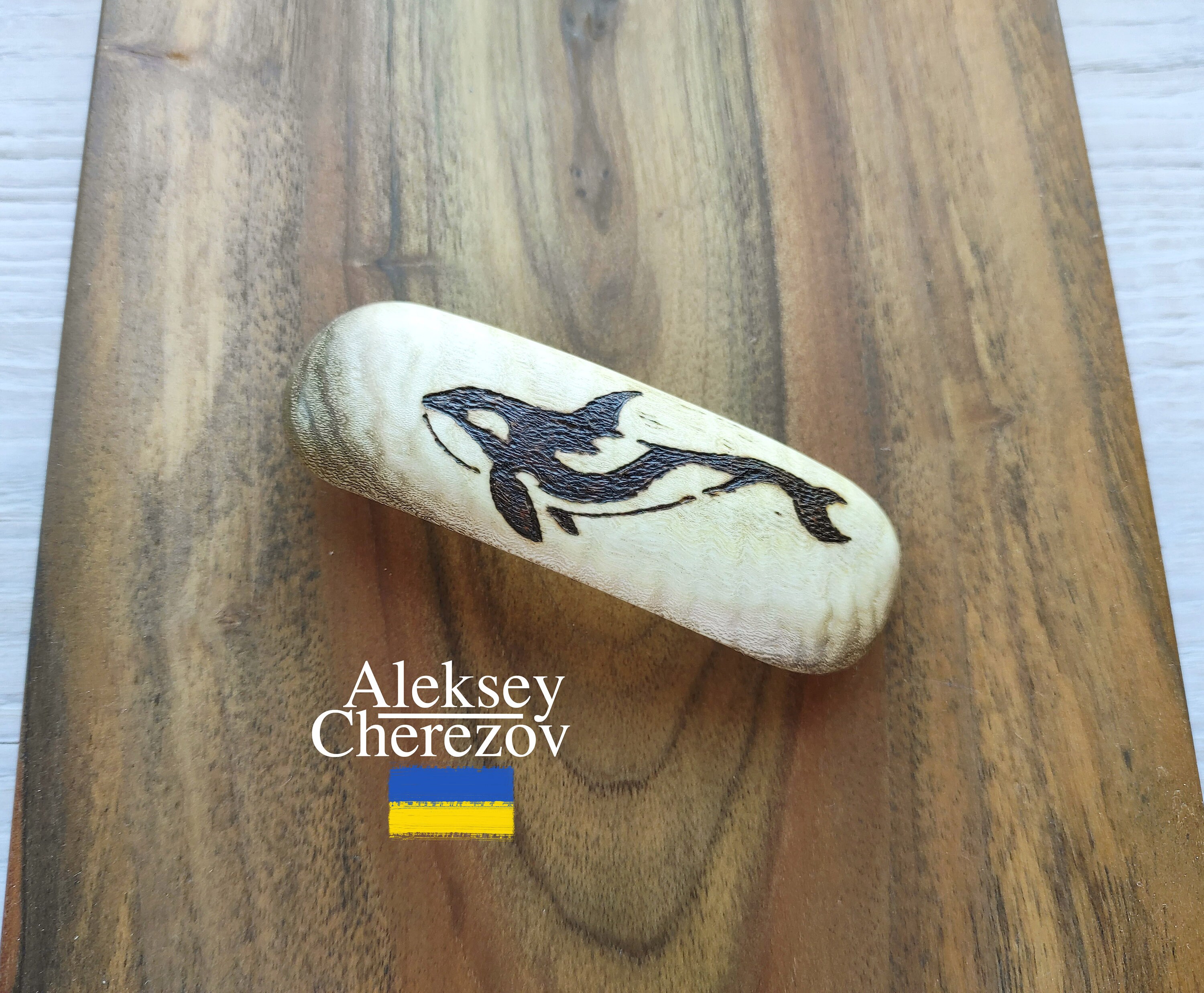 Orca Killer Whale Wooden Barrette Hair Clip Woodburning - Etsy