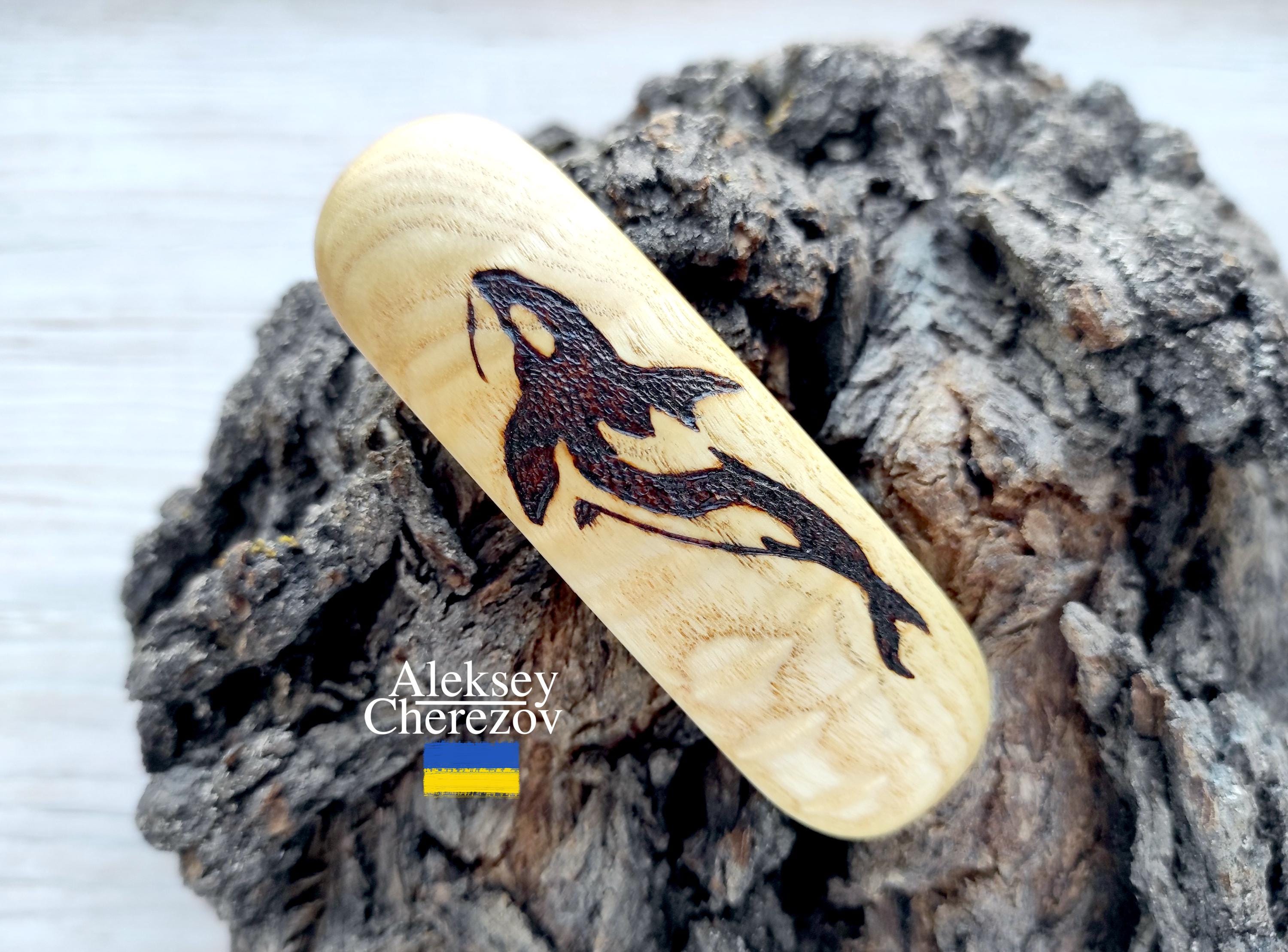Orca, Killer Whale, Wooden Barrette, Hair Clip, Woodburning, Hairgrips ...