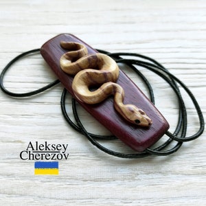 Snake, Wooden Snake Pendant, Wood Carved Pendant, Pendant,wooden ...