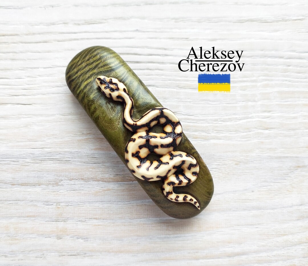 Snake 6, Wooden Barrette, Wood Carved Hair Clips, Hairgrips, Hair ...