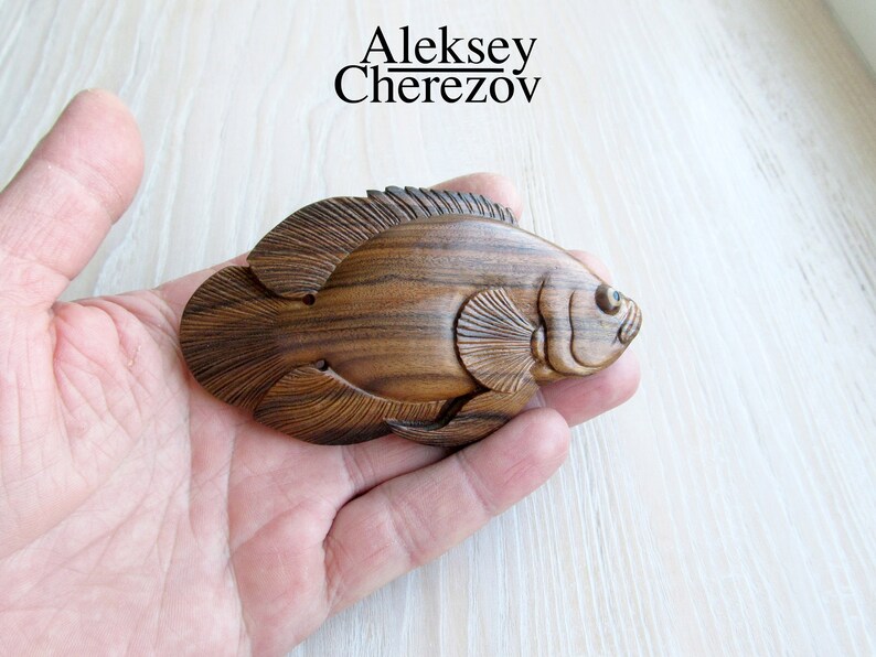 Gift for Pisces. Wooden Barrette Fish. Carved Hair Clips. Astronotus ...