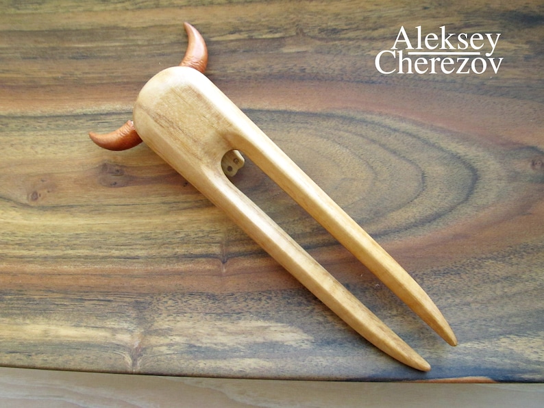 Bull Skull, Bison Skull, Wooden Hair Fork , Hairgrips, Hair Jewelry ...