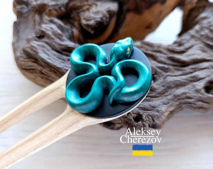 Snake. Wooden Hair Fork. Hair Stick Python. Carved Hair Chopsticks ...
