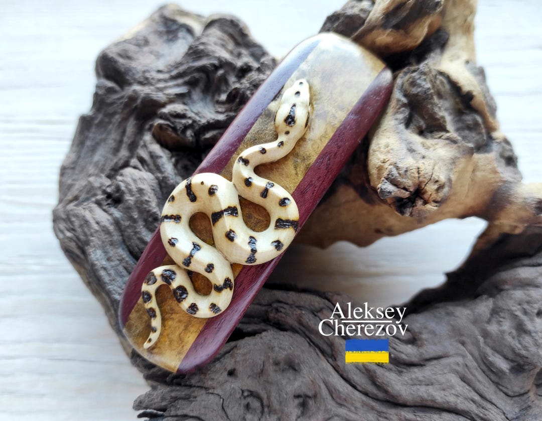 Snake Wooden Barrette Snake, Wood Carved Hair Clips, Hairgrips, Hair ...