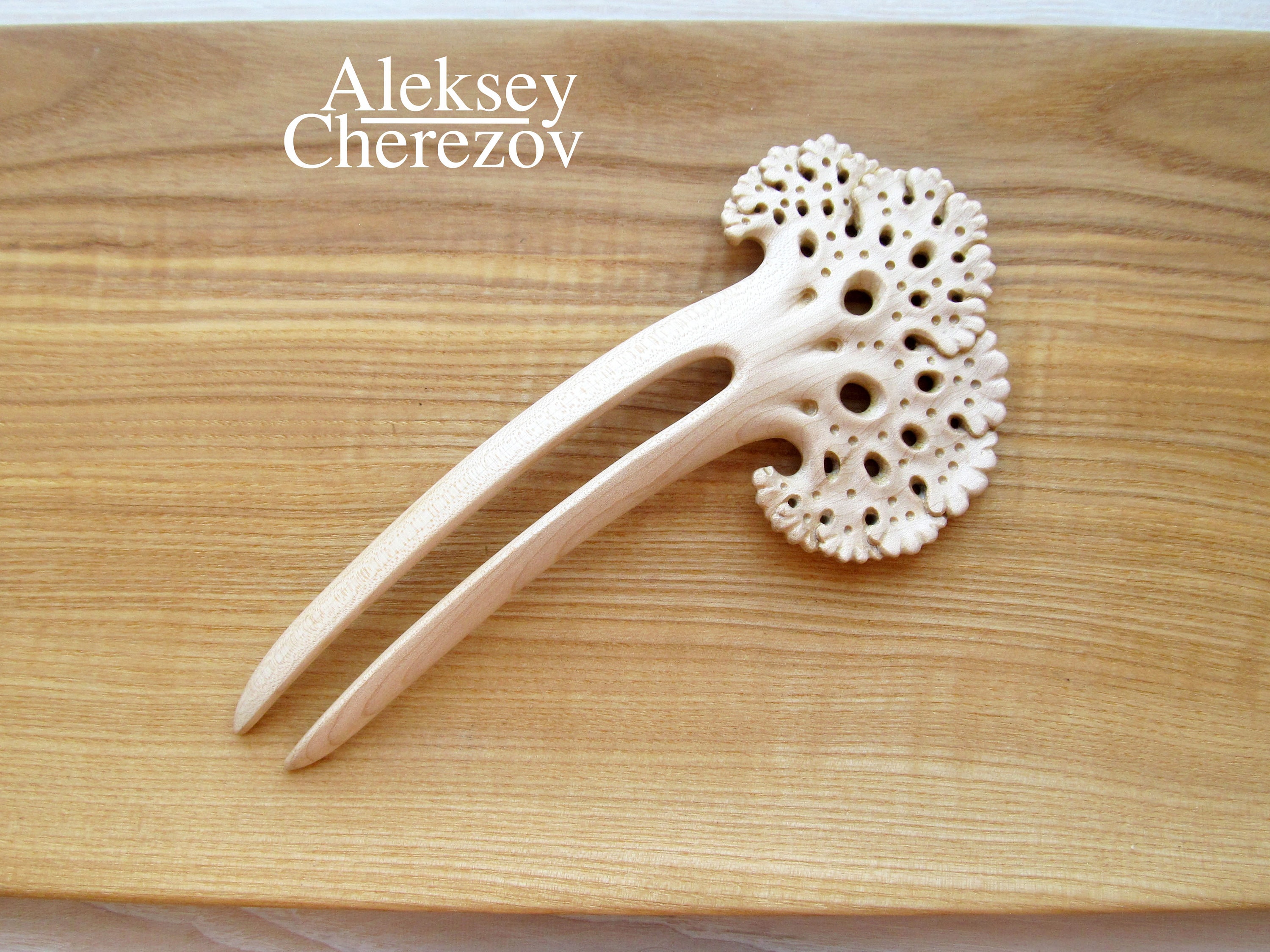 Delicate wooden hair pin Carved wooden bun holder Hair | Etsy