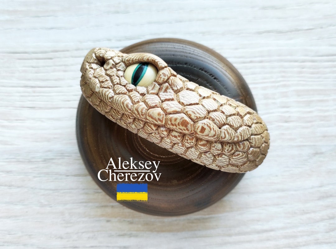 Vipera Berus. Wooden Barrette Snake Head, Zodiac Snake Year, Wood ...