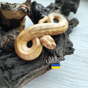 Python, Wooden Barrette Snake, Wood Carved Hair Clips, Hairgrips, Hair ...