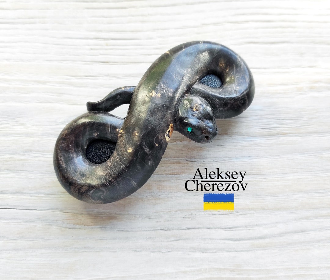 Python, Wooden Barrette Snake, Wood Carved Hair Clips, Hairgrips, Hair ...