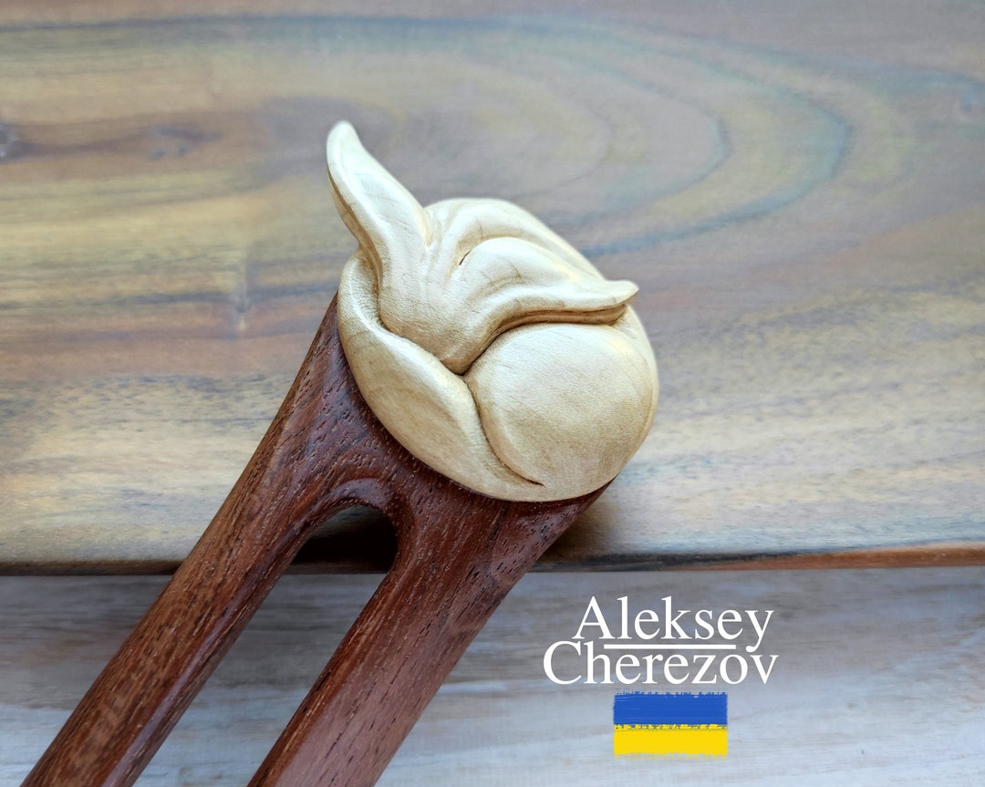 Fennec Fox. Wooden Hair Fork. Hair Stick . Carved Hair Chopsticks ...