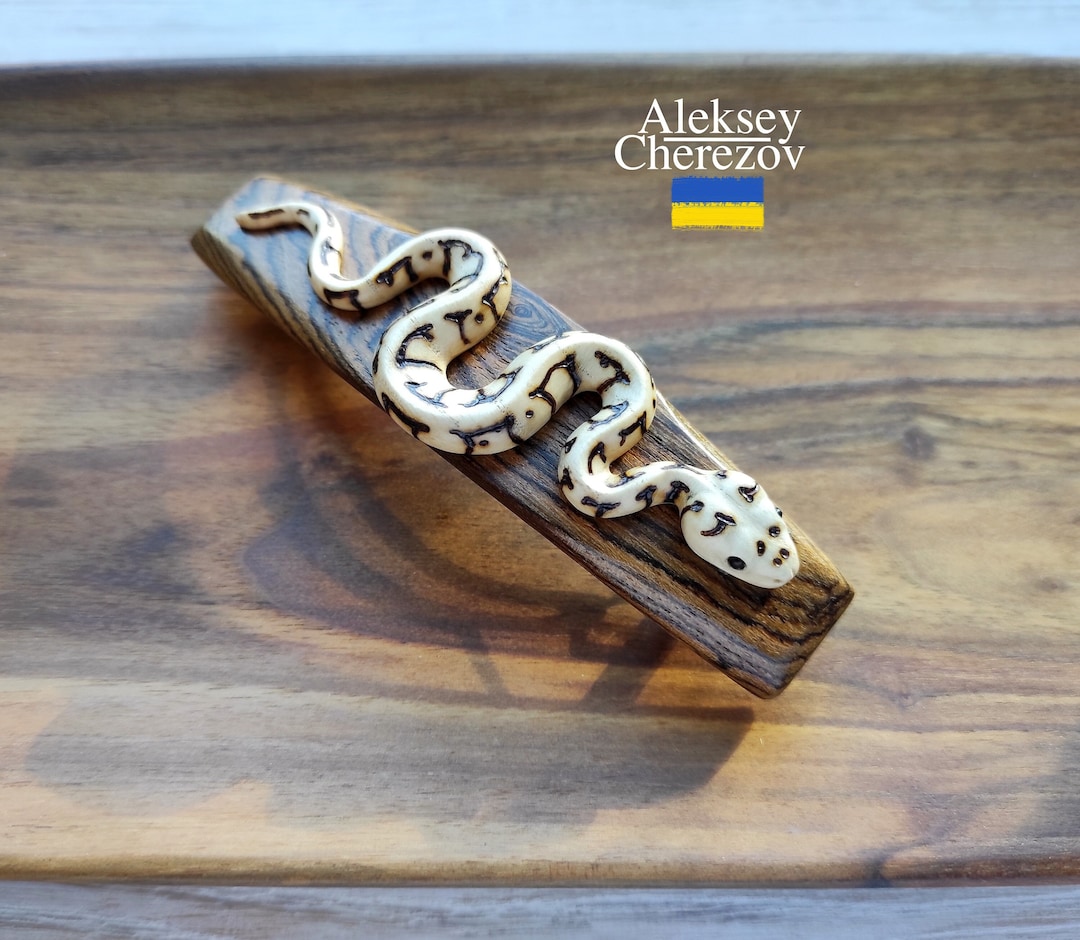 Snake, Wooden Barrette, Wood Carved Hair Clips, Hairgrips, Hair Jewelry ...