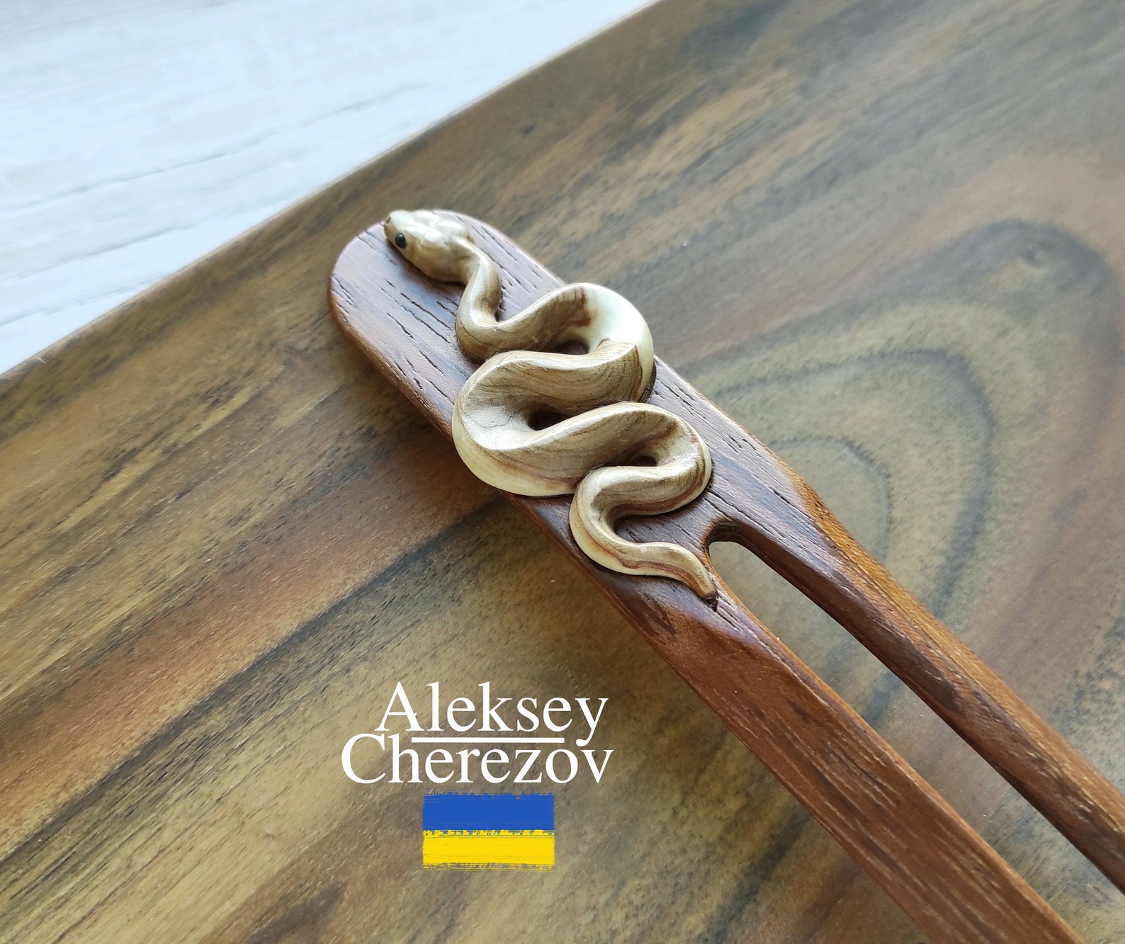 Snake. Wooden Hair Fork. Hair Stick . Carved Hair Chopsticks. - Etsy