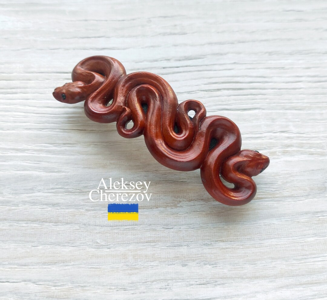 Snakes , Wooden Barrette Snake, Wood Carved Hair Clips, Hairgrips, Hair ...