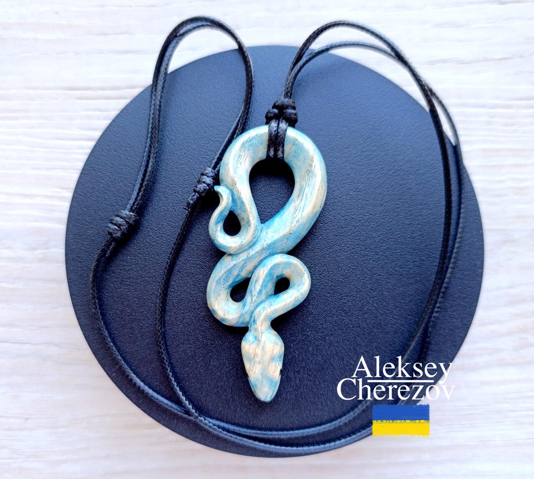 Snake Year. Wooden Snake Pendant, Handmade, Zodiac Snake Large Carved ...