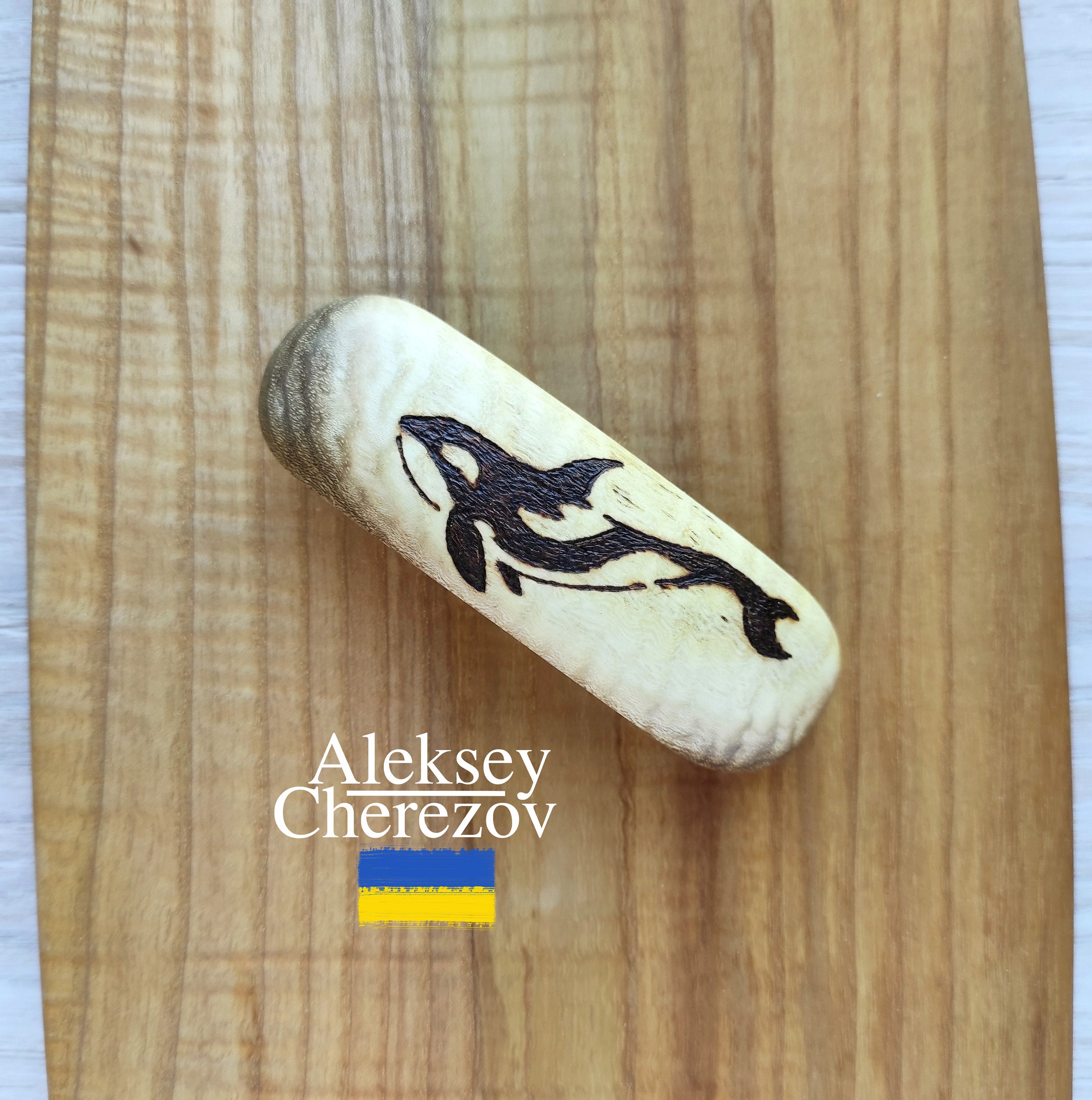 Orca Killer Whale Wooden Barrette Hair Clip Woodburning - Etsy