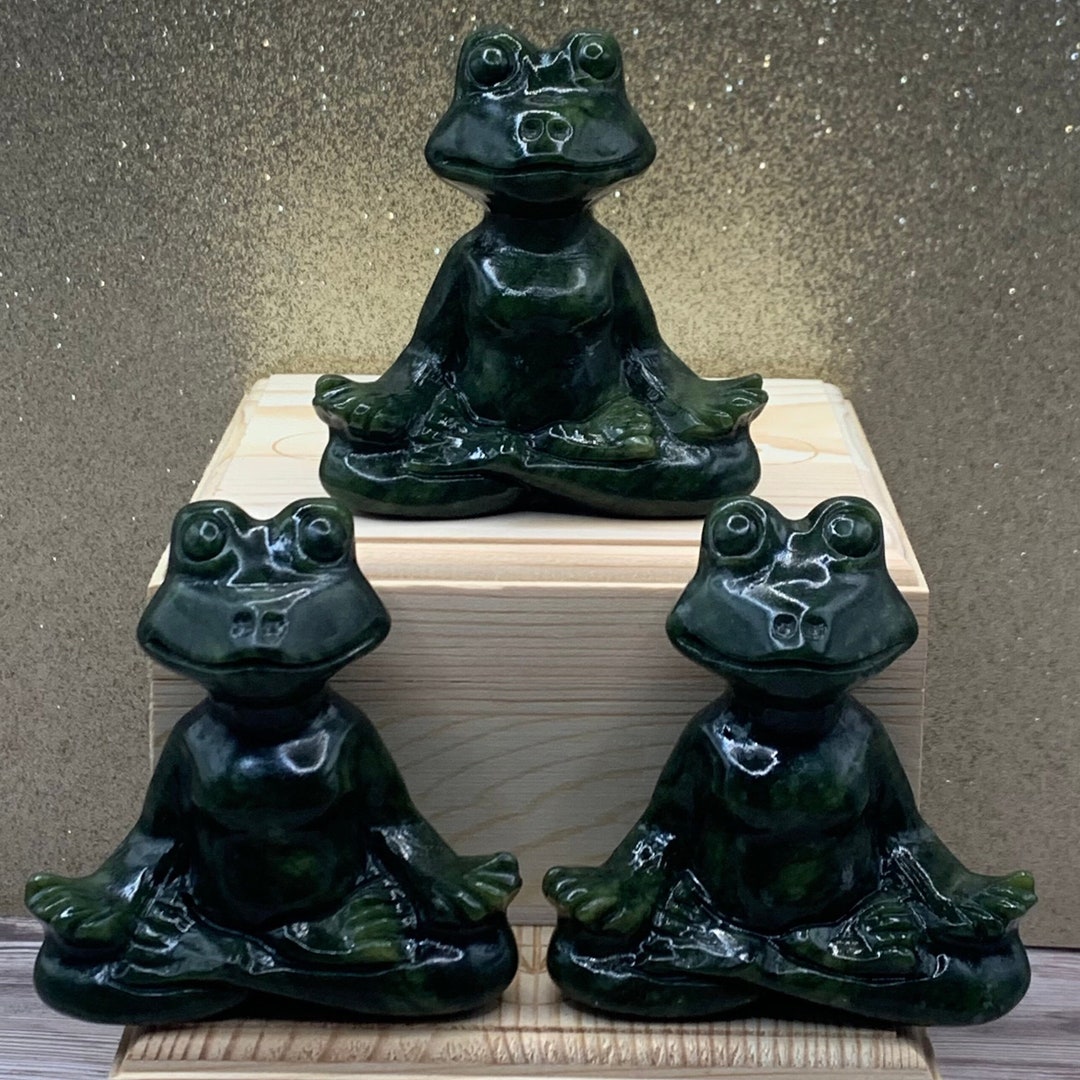 Jade Meditating Frog | Meditation | Frog Lover | Frog Crystal Carving ...