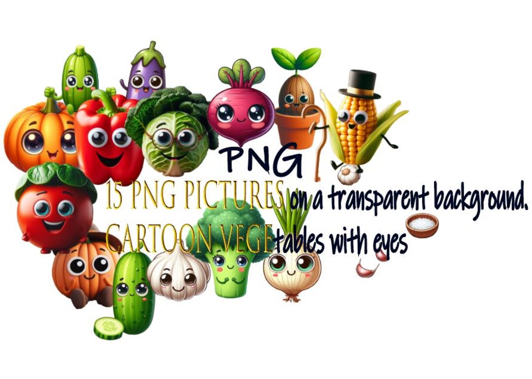 Set of Digital Vegetables, 15 PNG Vegetables, Digital Scrubbing ...