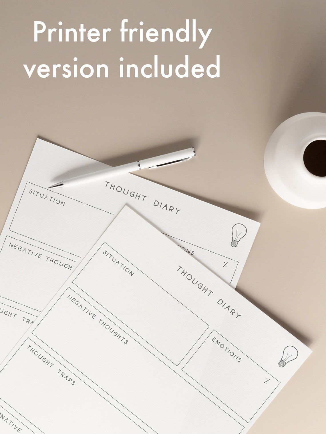 CBT Thought Diary / Record PDF for Goodnotes Notability Etc, Printable ...