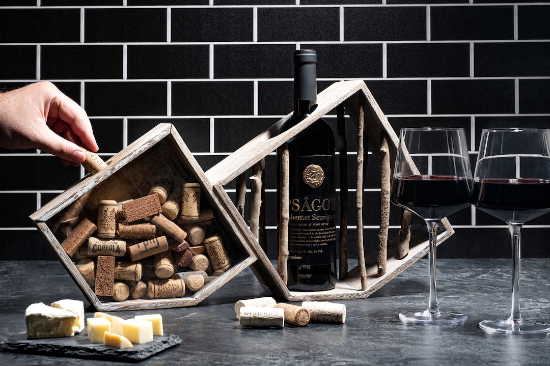 Cork Wine Holder Countertop, Cork Shadow Box, Beer Caps Wine Storage ...