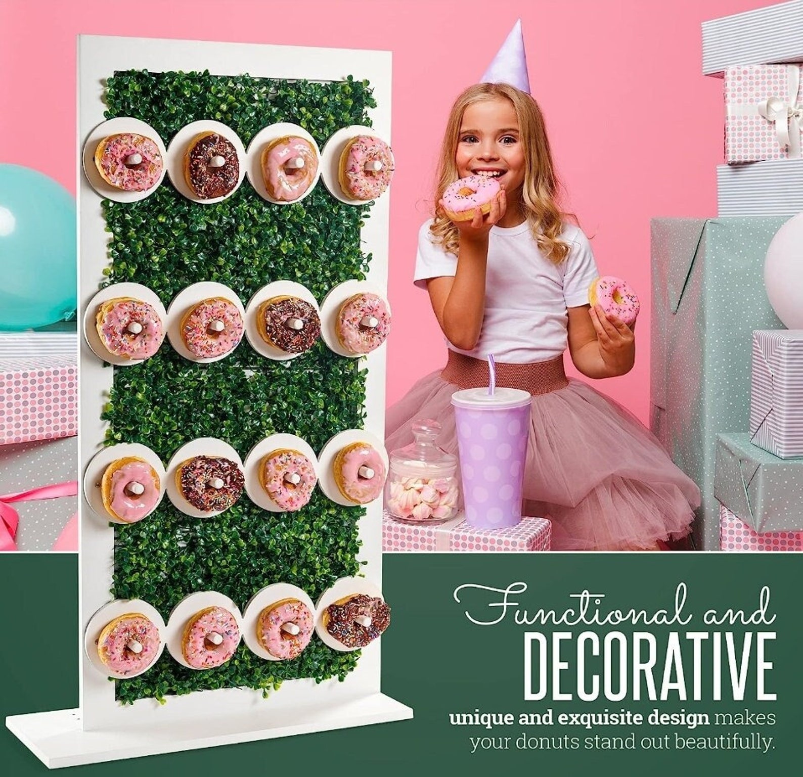Champagne & Donut Wall Stand, 2-in-1 Donuts Wall Wine Flute Holder ...