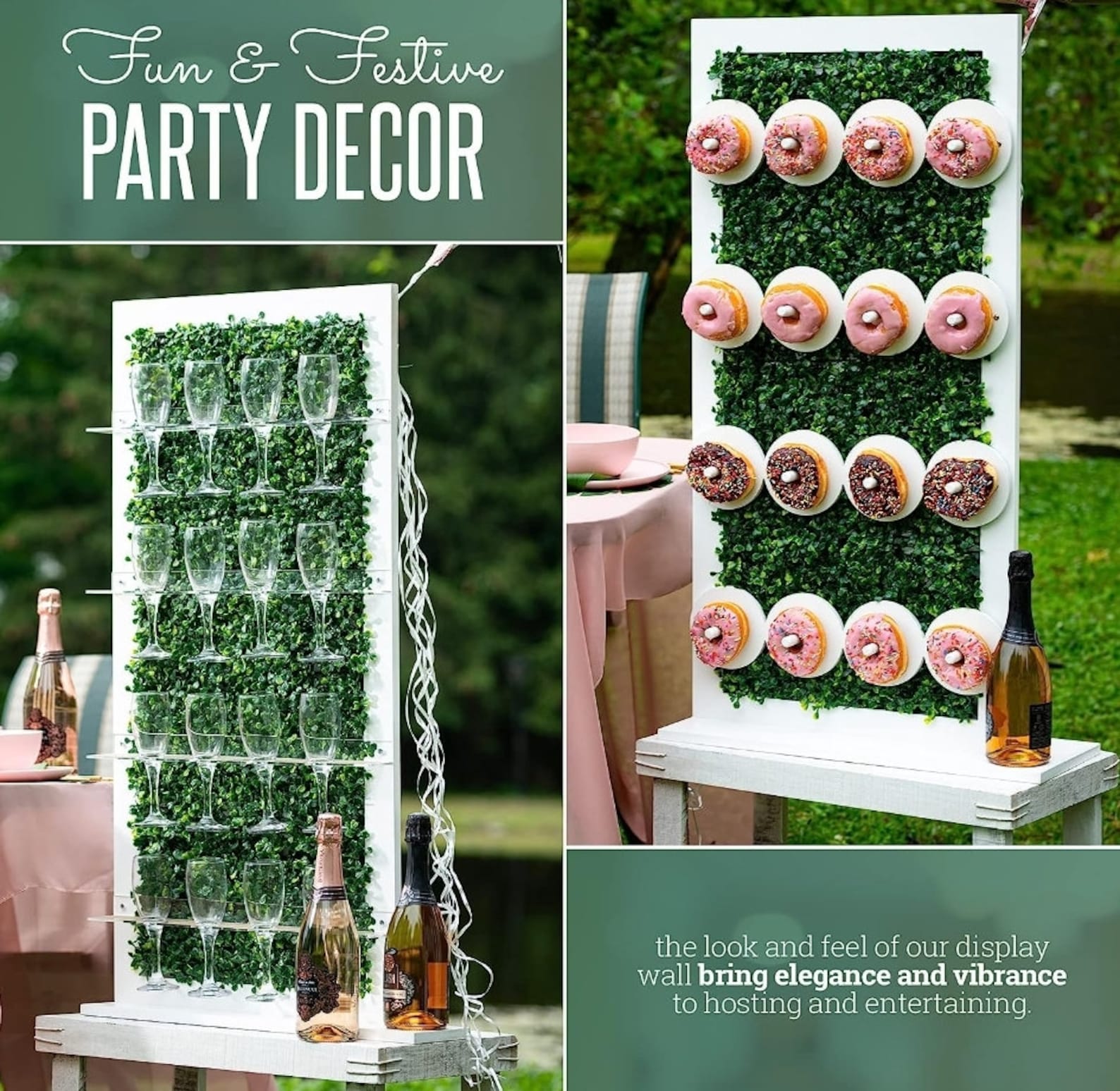 Champagne & Donut Wall Stand, 2-in-1 Donuts Wall Wine Flute Holder ...