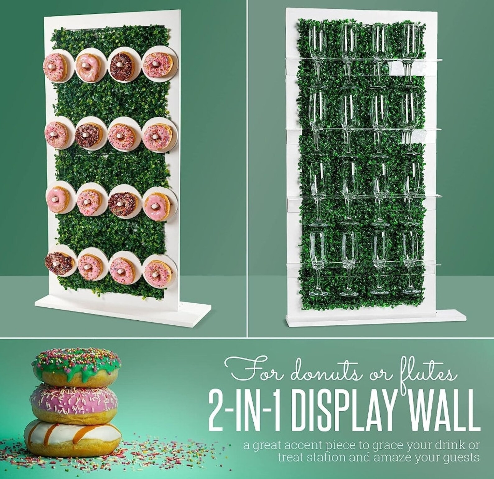 Champagne & Donut Wall Stand, 2-in-1 Donuts Wall + Wine Flute Holder ...
