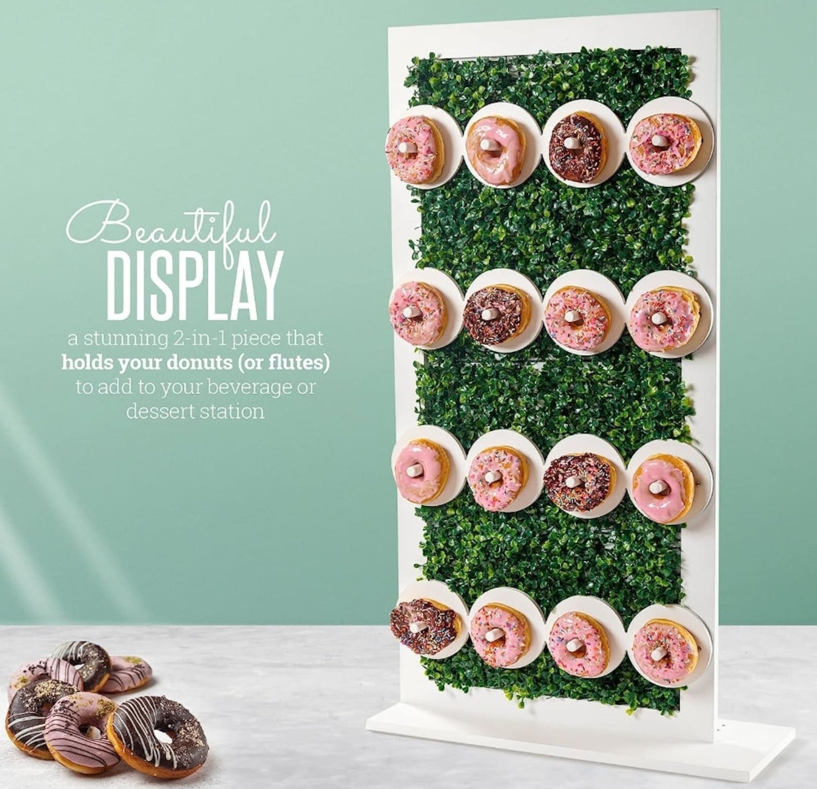 Champagne & Donut Wall Stand, 2-in-1 Donuts Wall + Wine Flute Holder ...