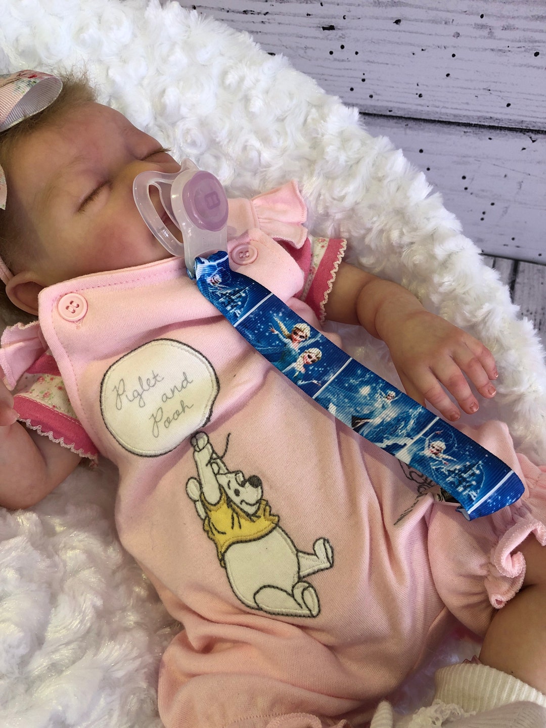 Baby Reborn Dolls Dummy Pacifier Clip Disney Toy Frozen Ana and Elsa ...
