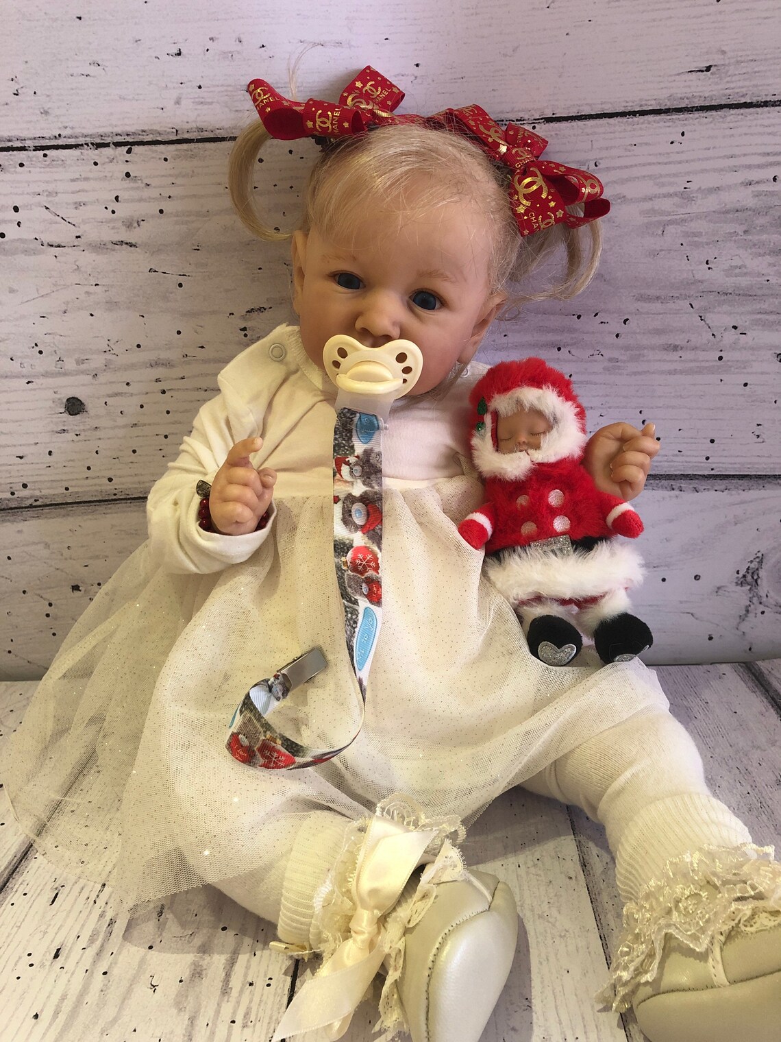 Baby Reborn Dolls Dummy Pacifier Clip Christmas Ribbon Me to - Etsy