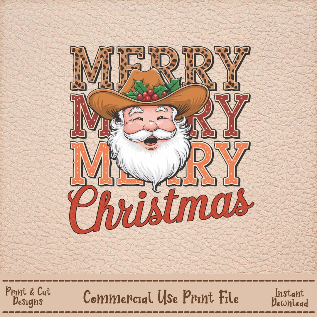 Merry Christmas Cowboy Santa 300 DPI Transparent PNG Sublimation Design ...