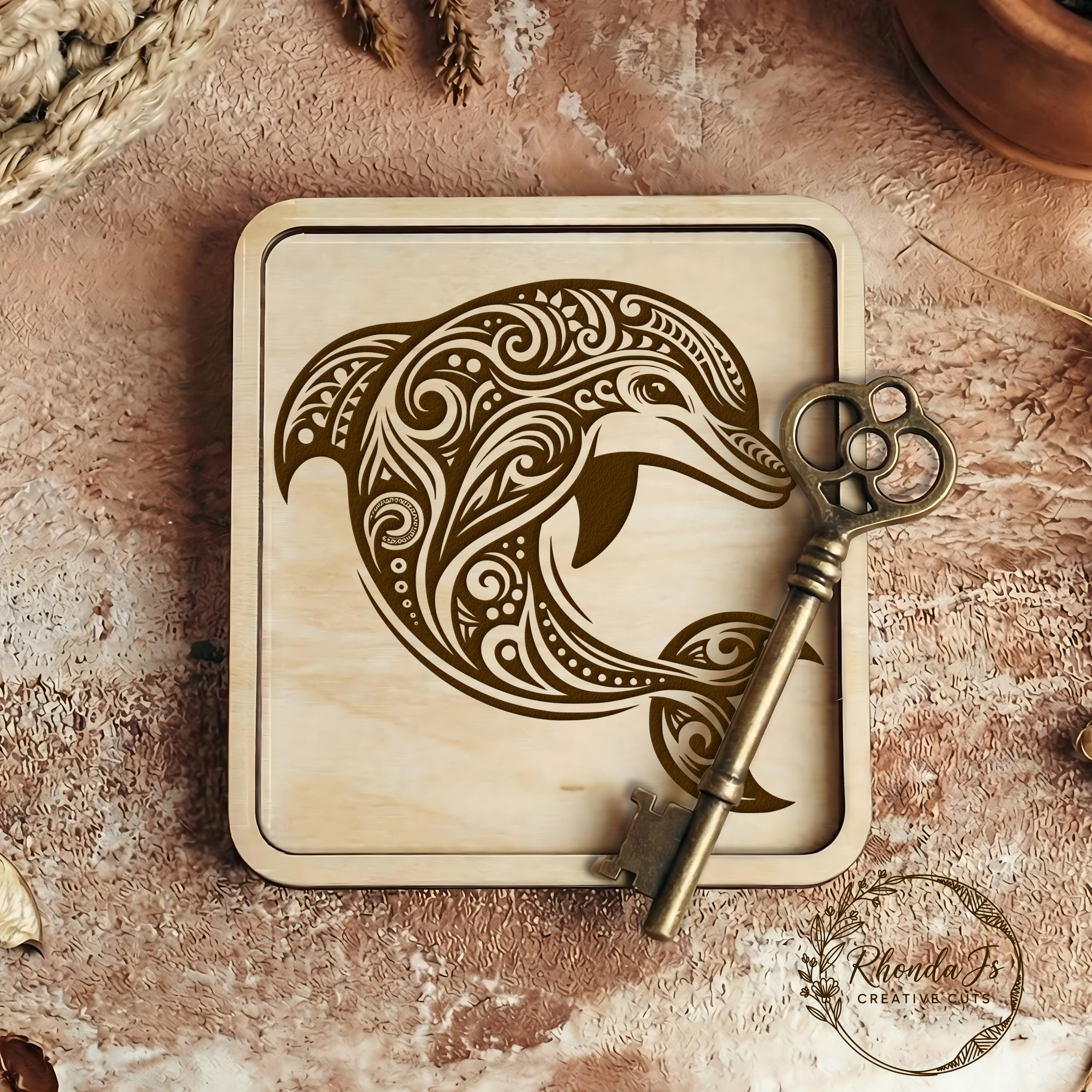 Dolphin SVG Laser Engraving File, Intricate Tribal Design, Vector Cut ...