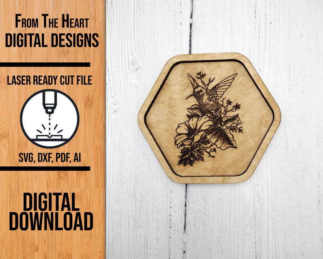 Hummingbird Trinket Dish SVG Laser Cut File, Hummingbird Ring Dish SVG ...