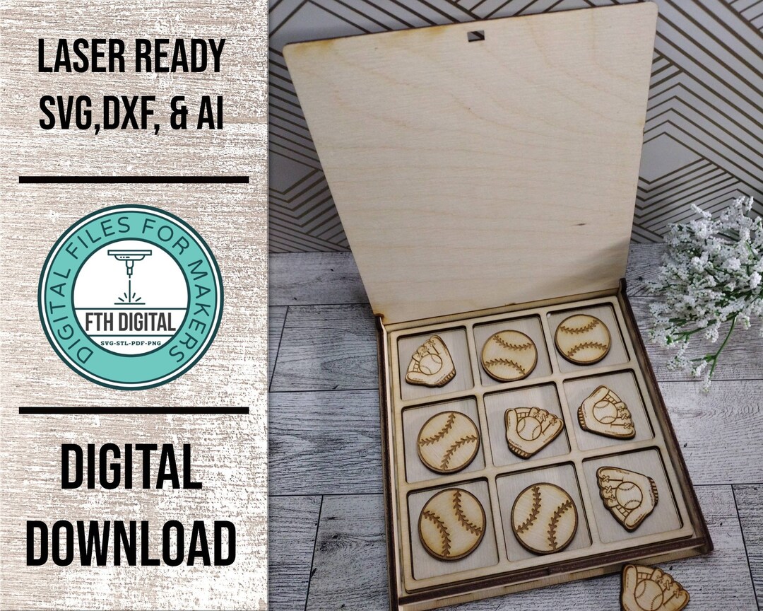 Travel Baseball Tic Tac Toe SVG Laser Cut File, Glowforge SVG, Travel ...