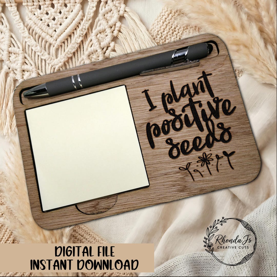 Positive Affirmation Sticky Note Pad Holder SVG Laser Cut File (digital ...