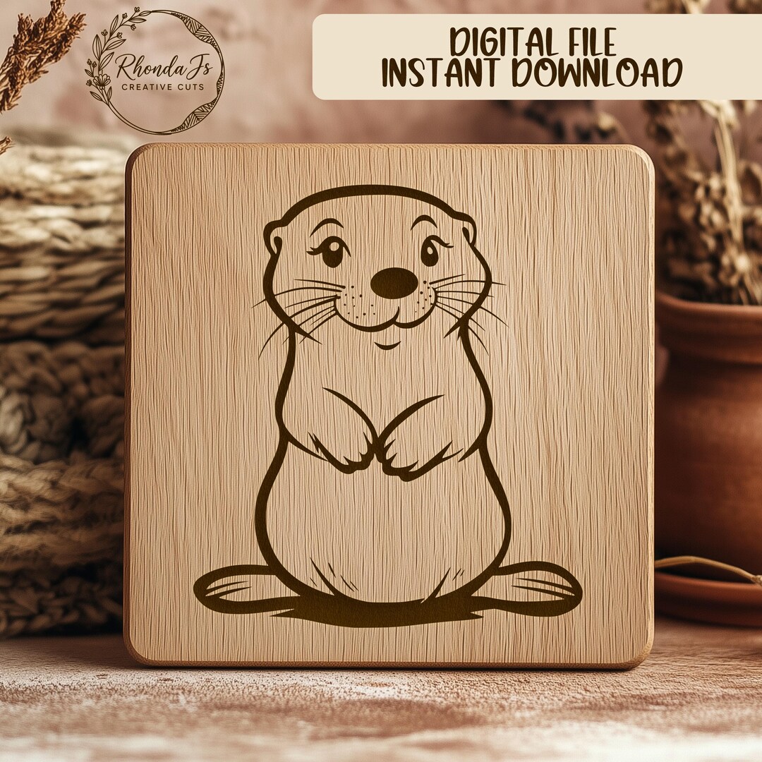 Otter SVG, Laser Cut File, Cute Animal Clipart, Engraving Vector ...
