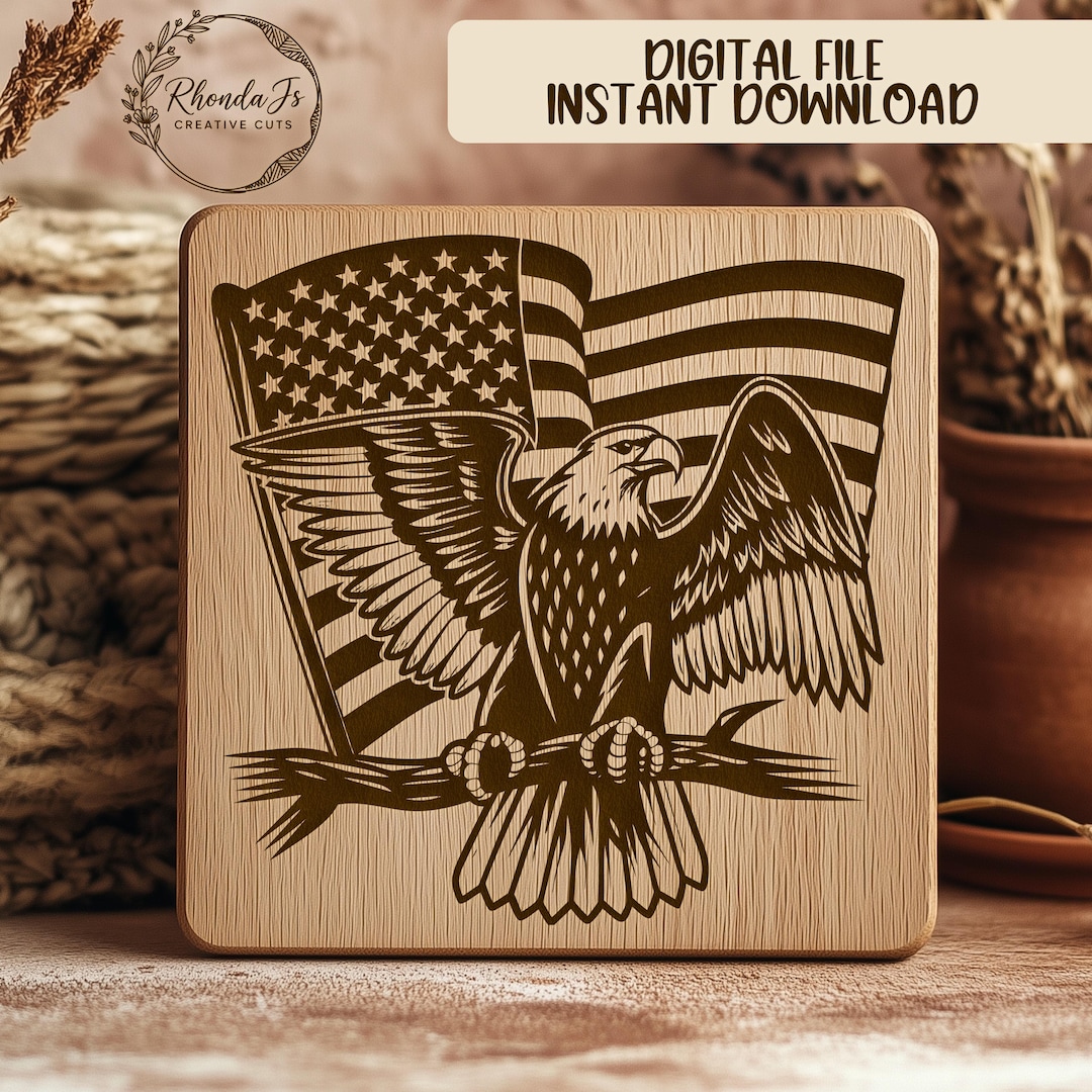 American Eagle Svg Laser Engraving File, Us Flag Design, Patriotic ...