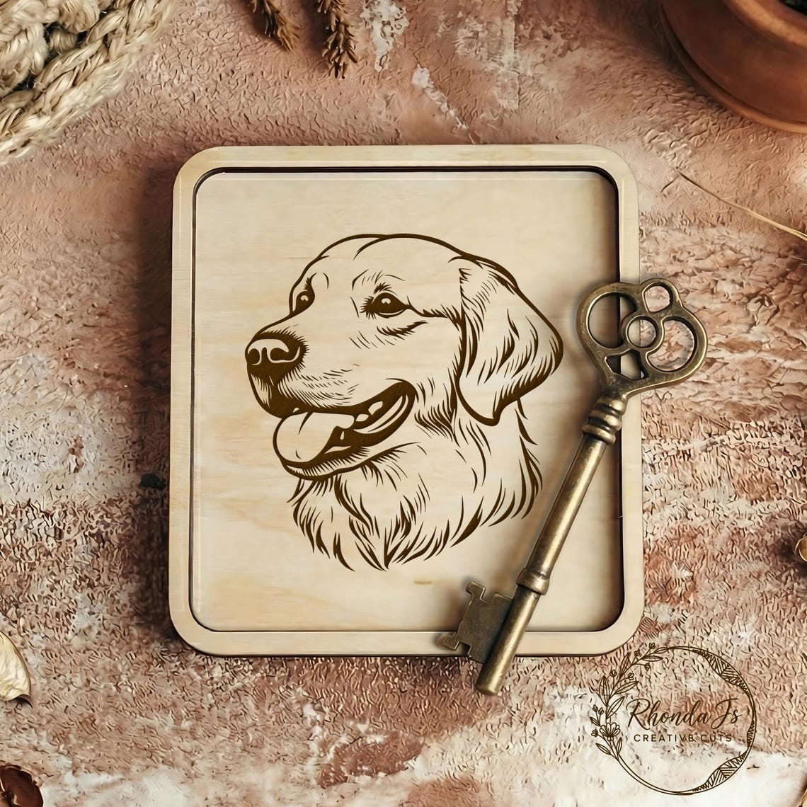 Golden Retriever SVG Laser Engraving File, Dog Portrait Design, Pet ...