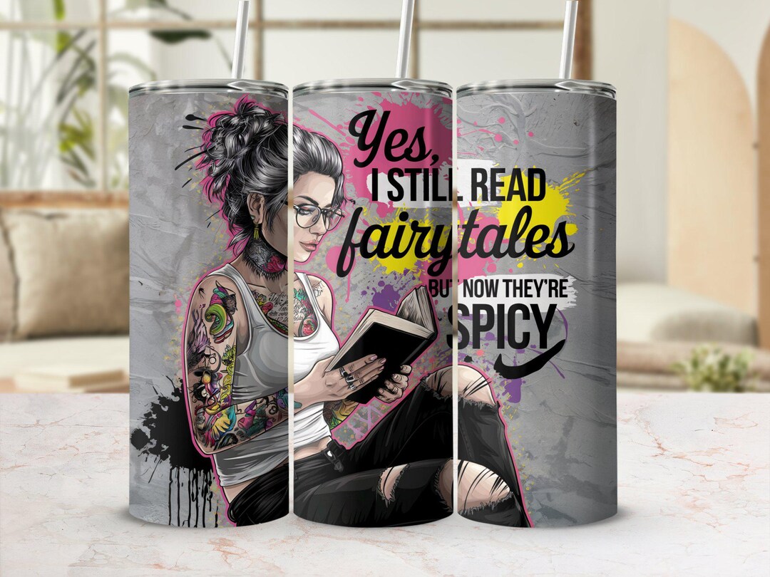 Tattooed Girl Reading Book Fairytales Sublimation Wrap 20oz Skinny ...