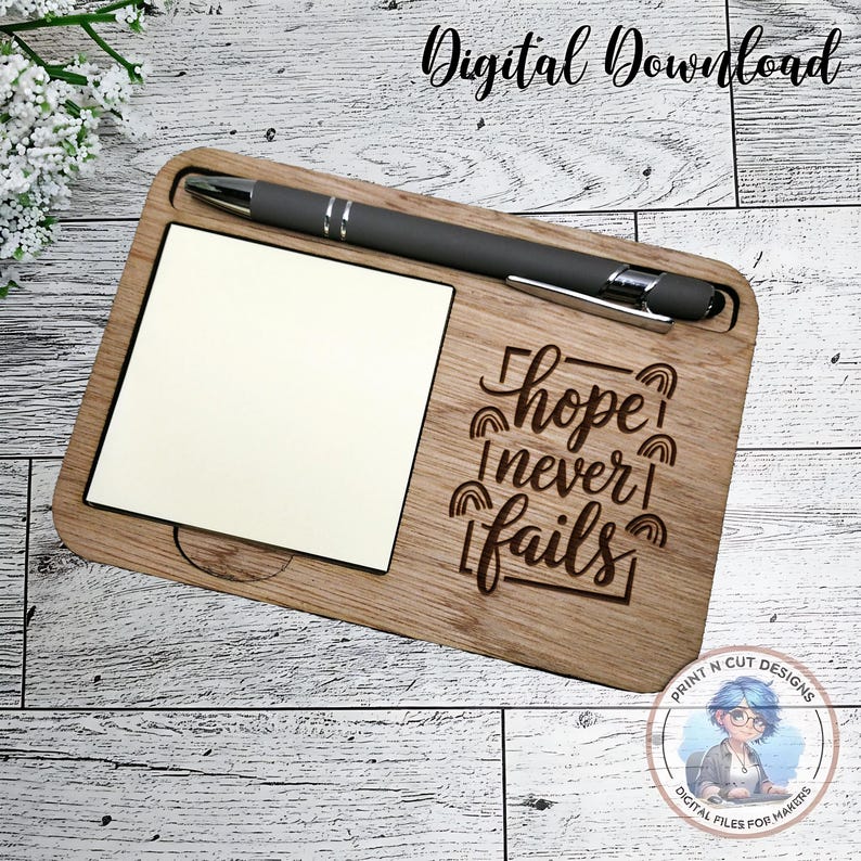 Laser Cut Sticky Notepad Holder SVG File: Desk Organizer Template ...